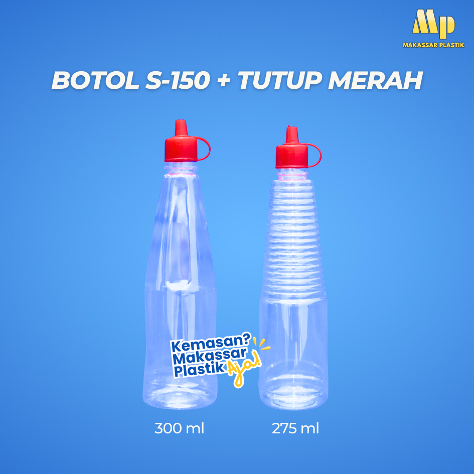 Jual BOTOL S-150+ TUTUP MERAH / BOTOL LASTIK / BOTOL SAOS @5 pcs ...