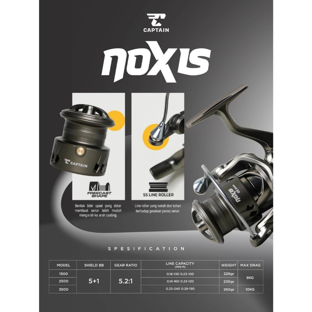 Jual Reel Spinning Captain NOXIS 1500 SW | Shopee Indonesia