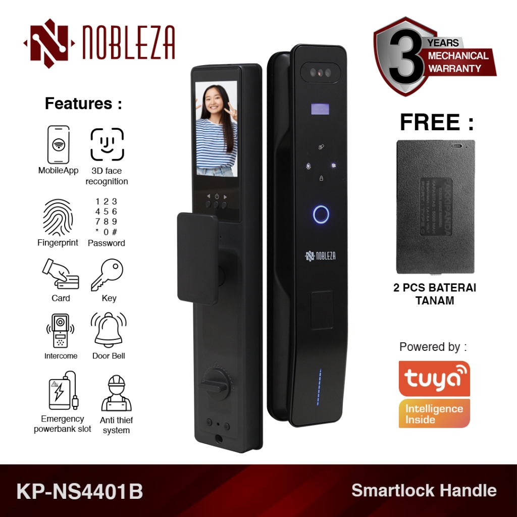 Jual NOBLEZA Smart Door Lock Kunci Pintu Digital Handle Camera Face ...