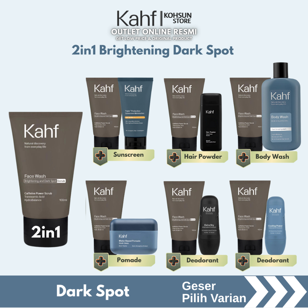 Jual KAHF Brightening Grooming Dark Spot Scrub isi 2 + Pomade ...