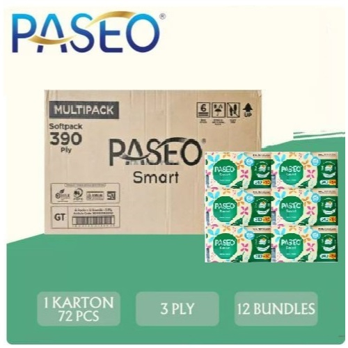 Jual ( 1 KARTON isi 12 Banded / 72 pcs ) Tissue PASEO go SMART 390 ply ...