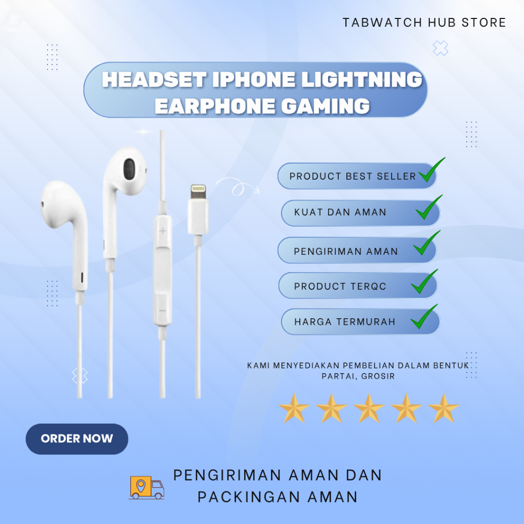 Jual TWH- Headset Iph Lightning Earphone Gaming For Ip 14 / 13 / 12 ...