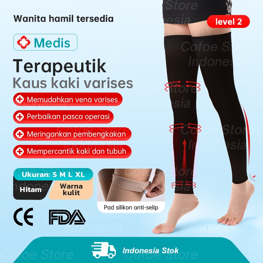 Jual Kaos Kaki Kompresi Varises Untuk Kaki Bengkak Wanita Pria Stocking ...