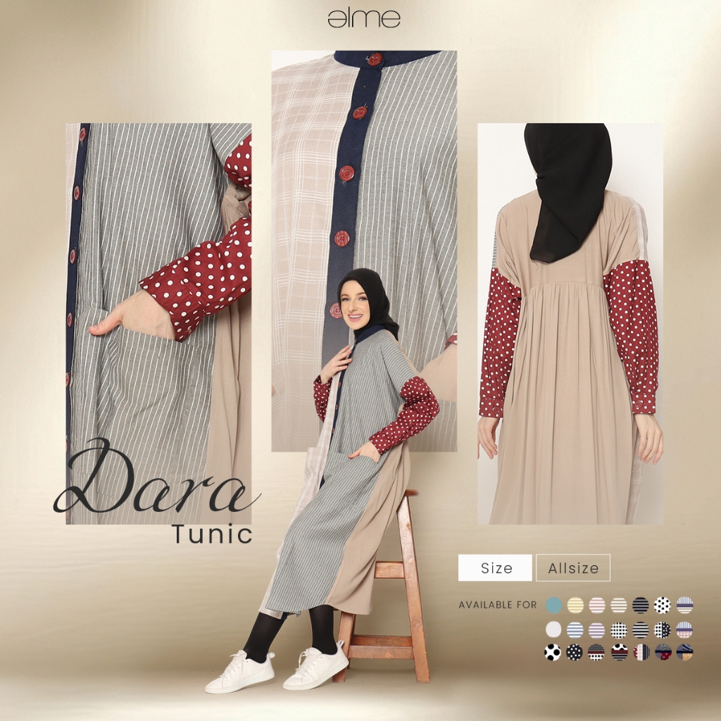 Jual DARA TUNIC (Stripes | Patch | Plain | Batik) (Long Tunik Wanita ...