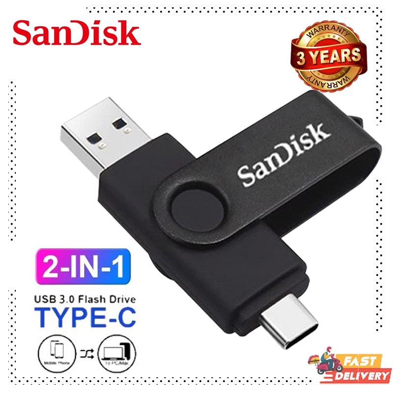 Jual Flashdisk 256GB/128GB/64GB flash drive 2in1 OTG typeC mini flash ...