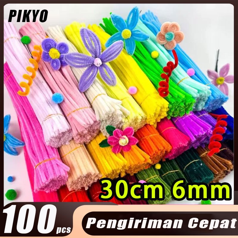 Jual PIKYO 100Pcs /30 CM Pipe Cleaner Kawat Bulu / Bahan Kraf DIY Manua/Pipe Cleaner / Bulu ...