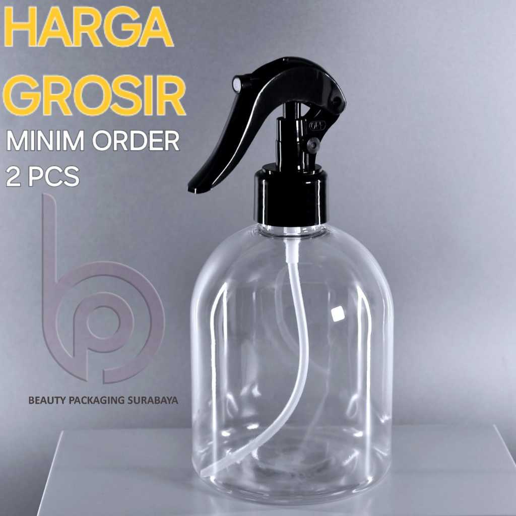 Jual Botol Plastik PET 500ml Bulat Gentong Bening Tutup Spray Trigger ...