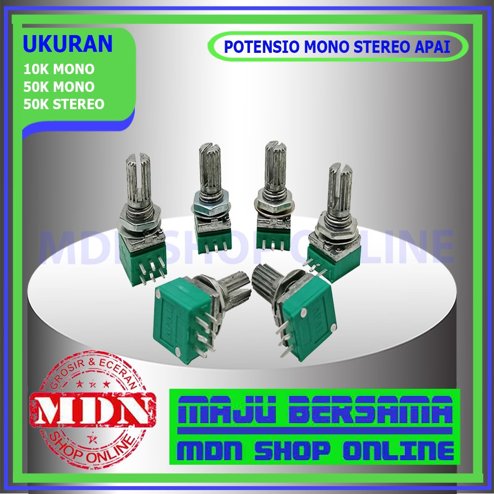 Jual Potensio mini 10K B10K / 50K B50K mono stereo APAI Hijau bagus ...