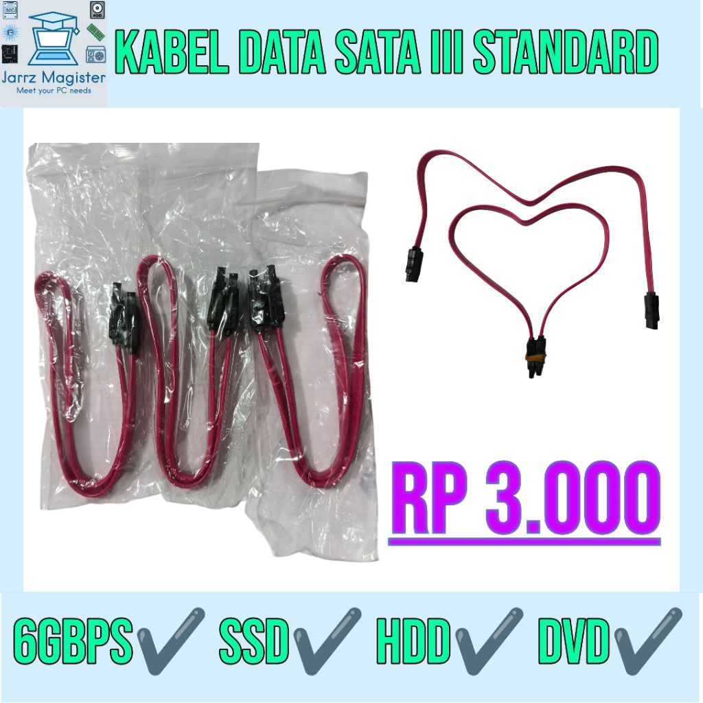 Jual Kabel SATA III UNTUK HDD / SSD / DVD | Kabel Data Sata Standard ...