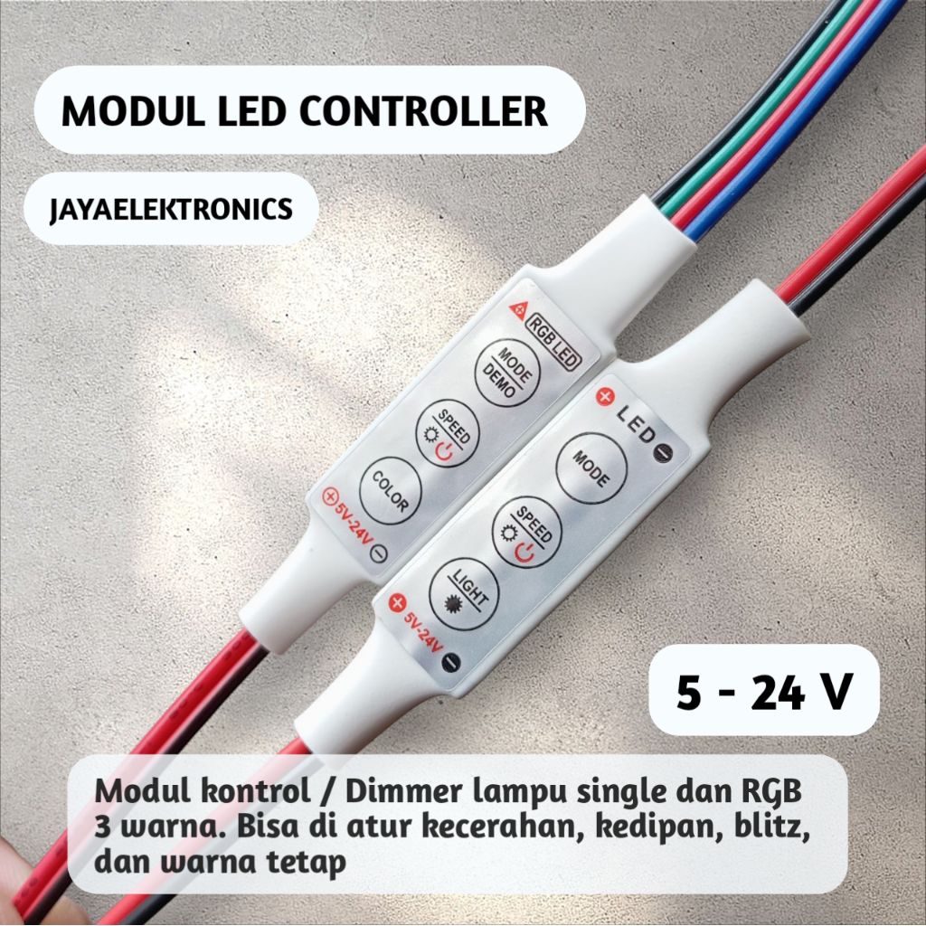 Jual MODUL LED CONTROLLER SINGLE / RGB 3 WARNA 5 - 24 V per 1 Pcs ...