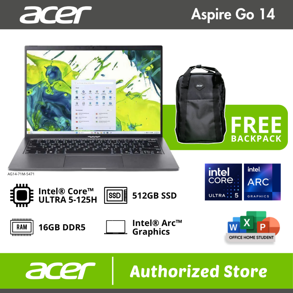 Jual ACER ASPIRE GO AG14 71M 5471 ULTRA 5 125H 16GB DDR5 512GB SSD 14 ...