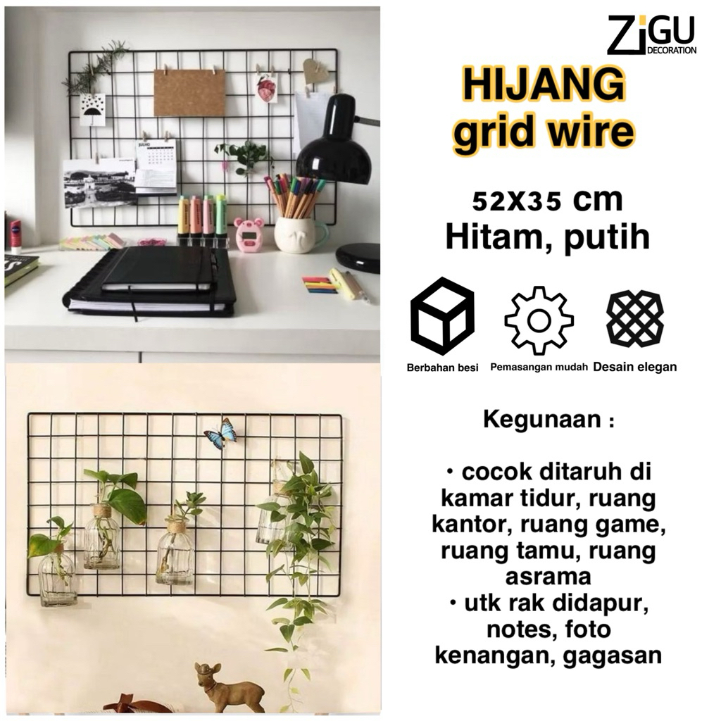 Jual Hijang Dekorasi Dinding Grid Wire Pajangan Foto Besi Grid Wall ...