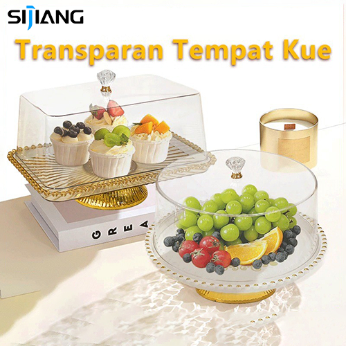 Jual SIJIANG Tempat Kue Akrilik Kristal Transparan Besar Golden Lemon ...