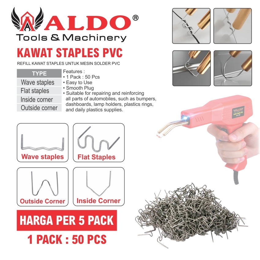 Jual KAWAT STAPLES PVC 5 PACK / ALAT ISI SOLDER STAPLER PVC ALDO ...