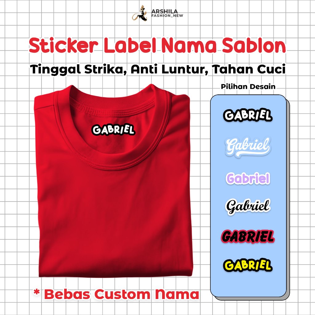 Jual STIKER NAMA CUSTOM SABLON DTF STIKER LABEL NAMA SERBAGUNA SABLON ...