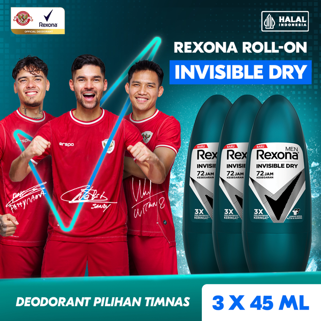 Jual Rexona Men Deodorant Anti-Perspirant Roll On Invisible Dry Multipack 3x45mL | Shopee Indonesia