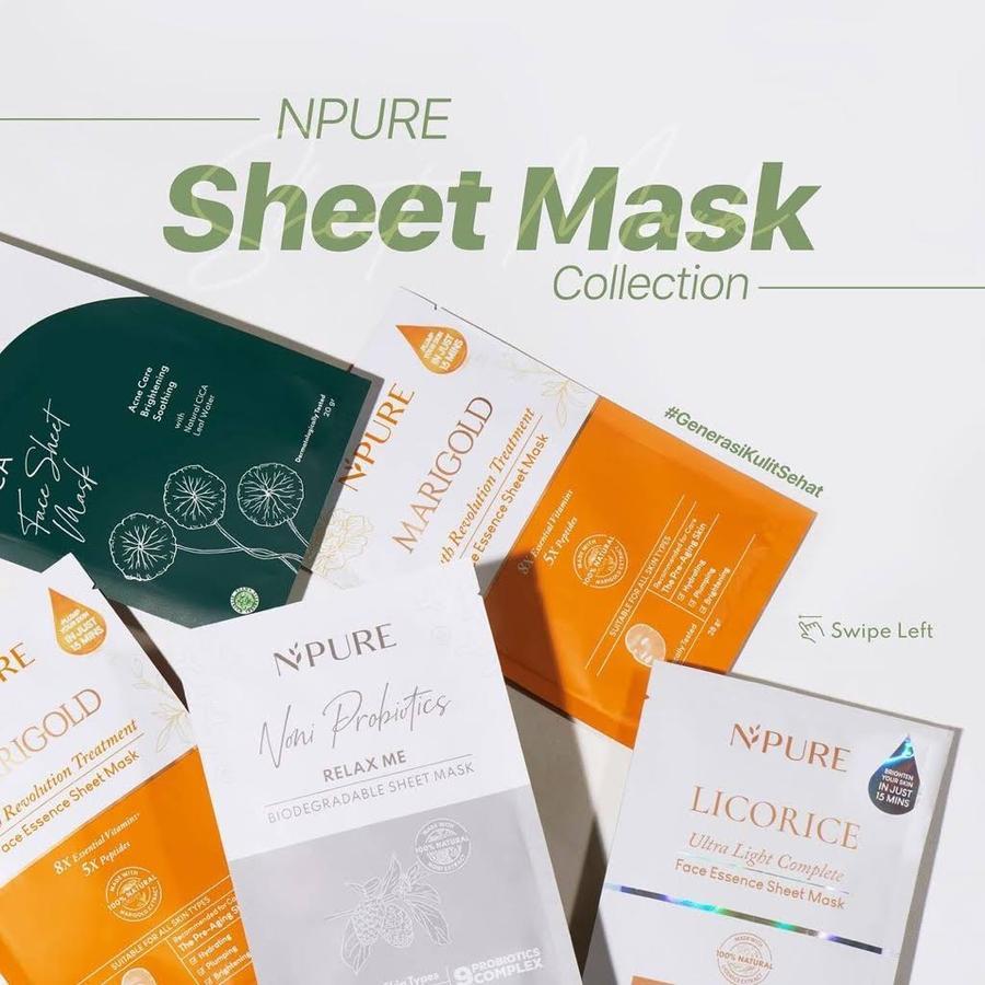 Jual NPURE Sheet Mask Cica / Licorice / Marigold / Noni Probiotics ...