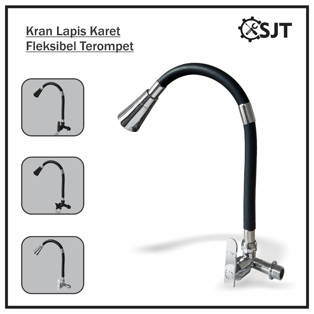 Jual SJT - Kran Angsa Fleksibel Terompet Engkol Hitam Silver Flexible ...