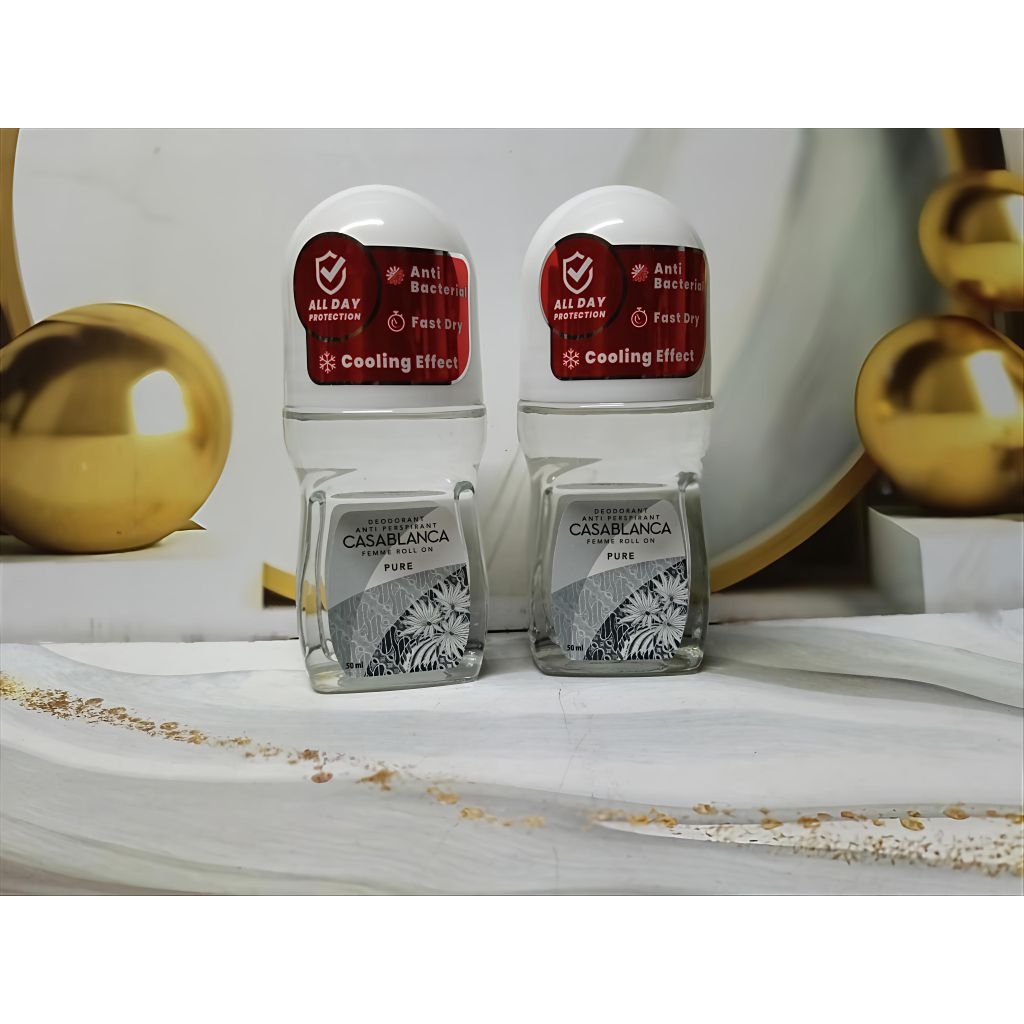 Jual ( 2 Botol ) Casablanca Deodorant Roll on Pure 50 Ml putih | Shopee ...