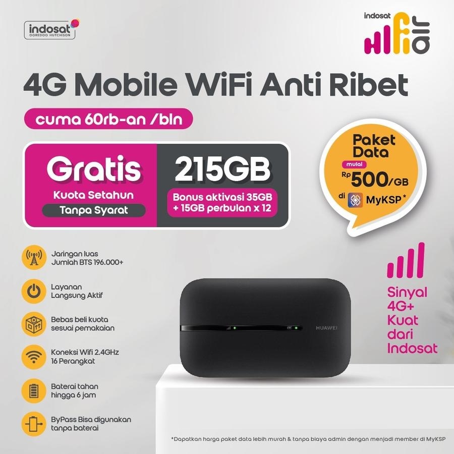 Jual Indosat HiFi Air Huawei E5576 MiFi Portable Modem WiFi 4G Free ...