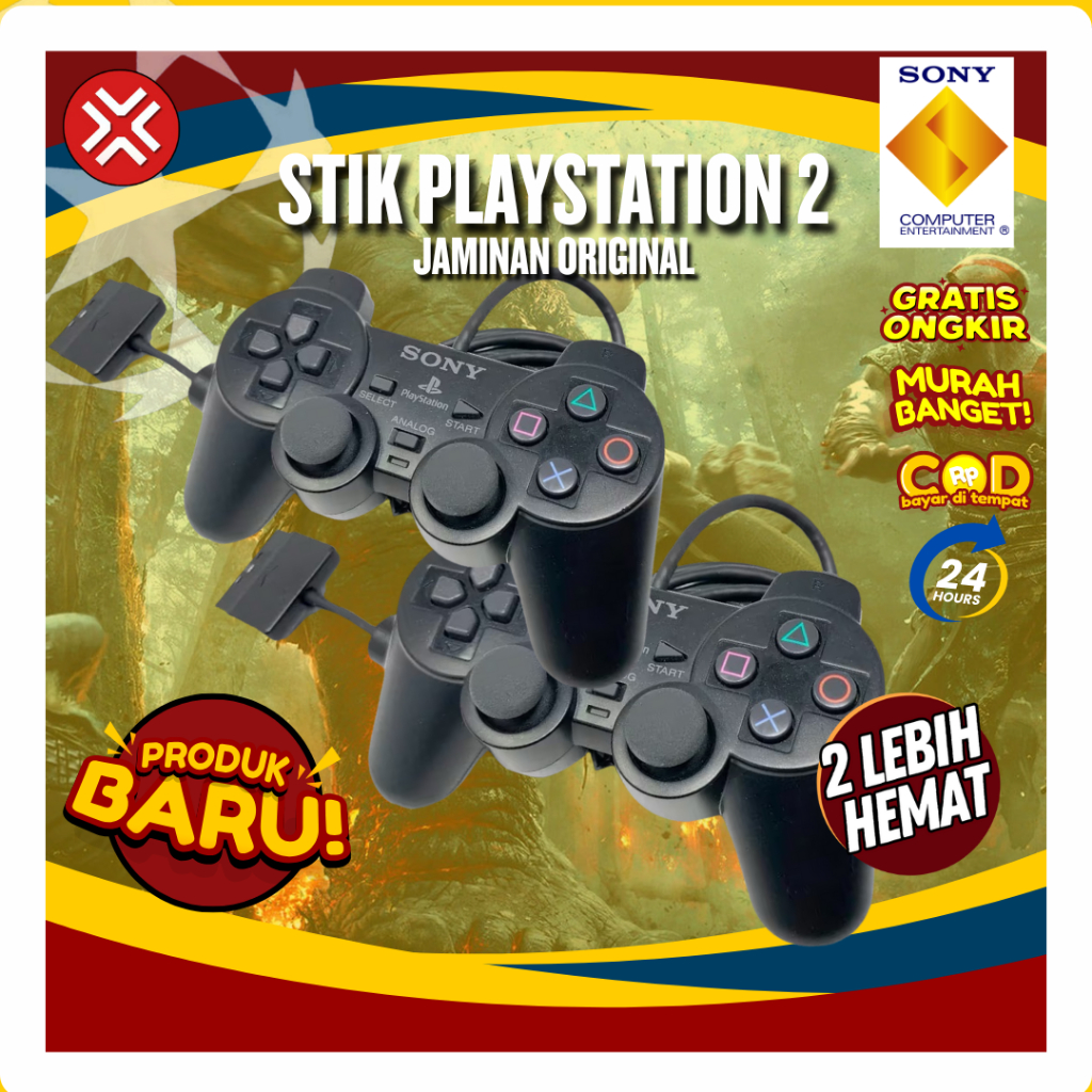 Jual [ NEW PROMO DAPAT 2 PCS ] Stik Stick PS2 Playstation 2 Kabel Wired ...