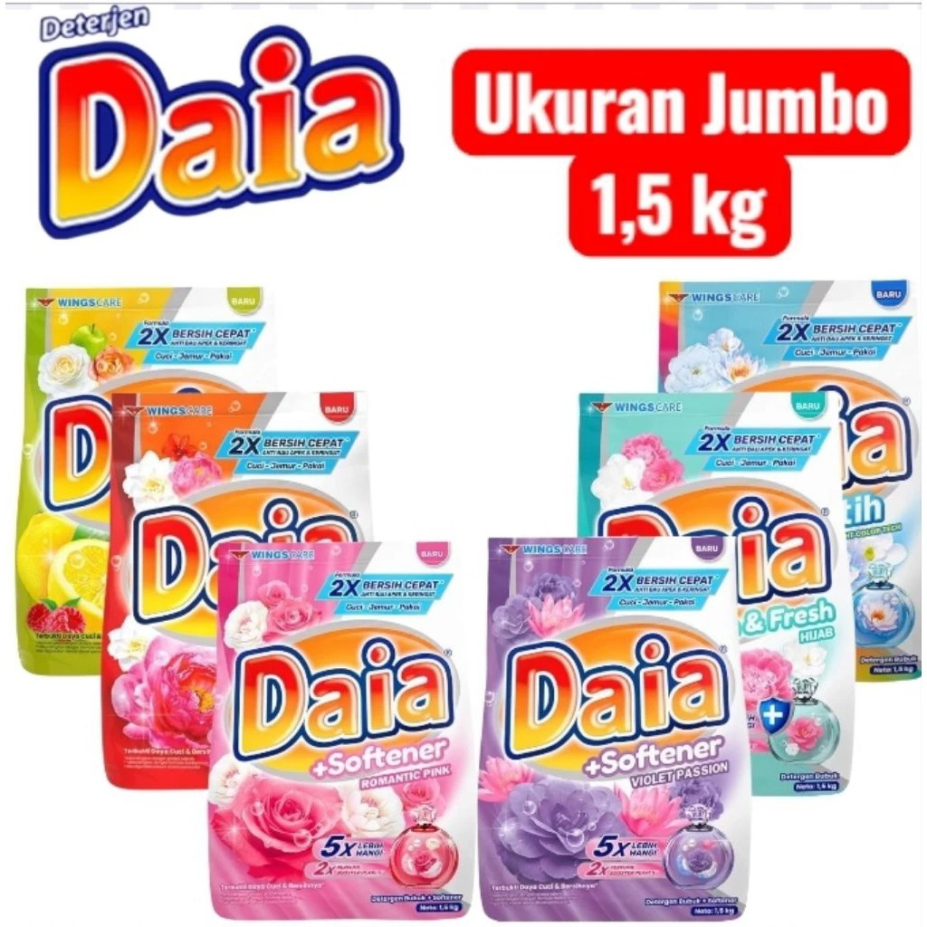 Jual DAIA DETERGENT BUBUK ukuran Jumbo 1,5 kg | Shopee Indonesia