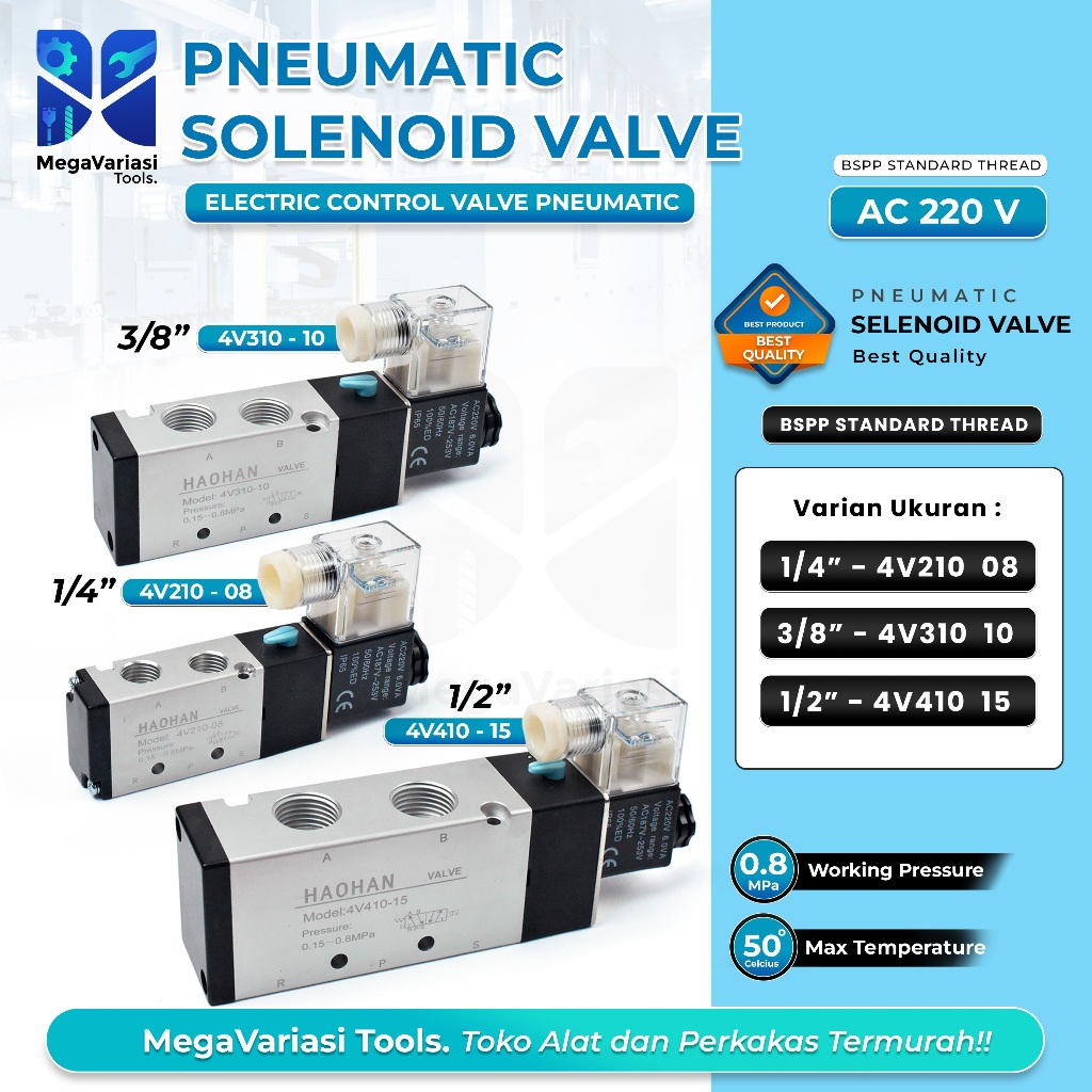 Jual SOLENOID VALVE 4V220-08 4V 220-08 4V 220 08 AIRTAC SELENOID VALVE ...