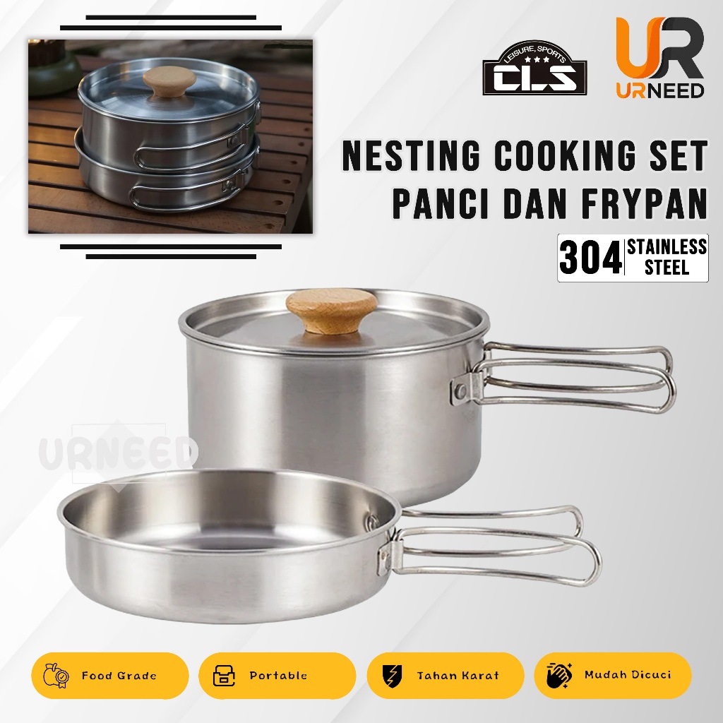 Jual Nesting Cooking Set Peralatan Masak Camping Hiking Panci 1,7 L Fry ...