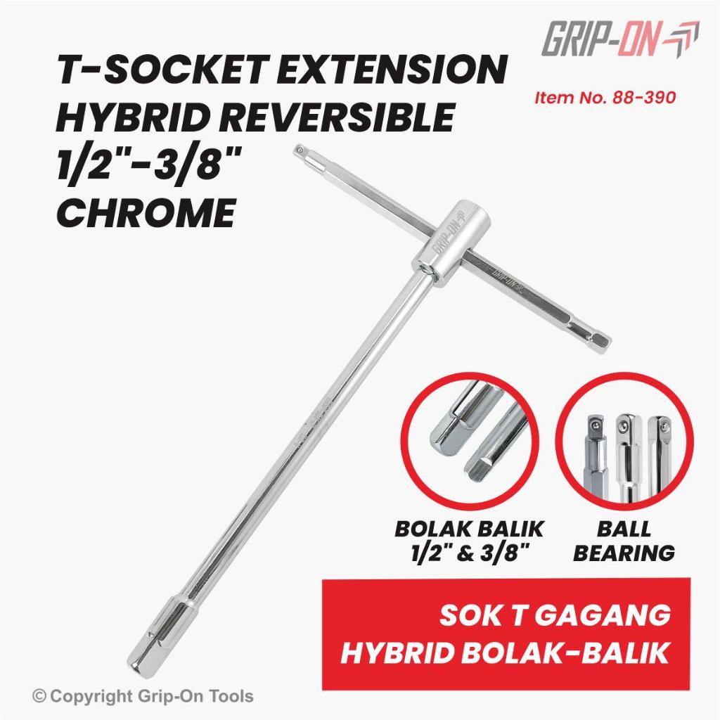 Jual Grip-On T-Socket Extension Hybrid Reversible 3/8" 1/2" (Chrome ...