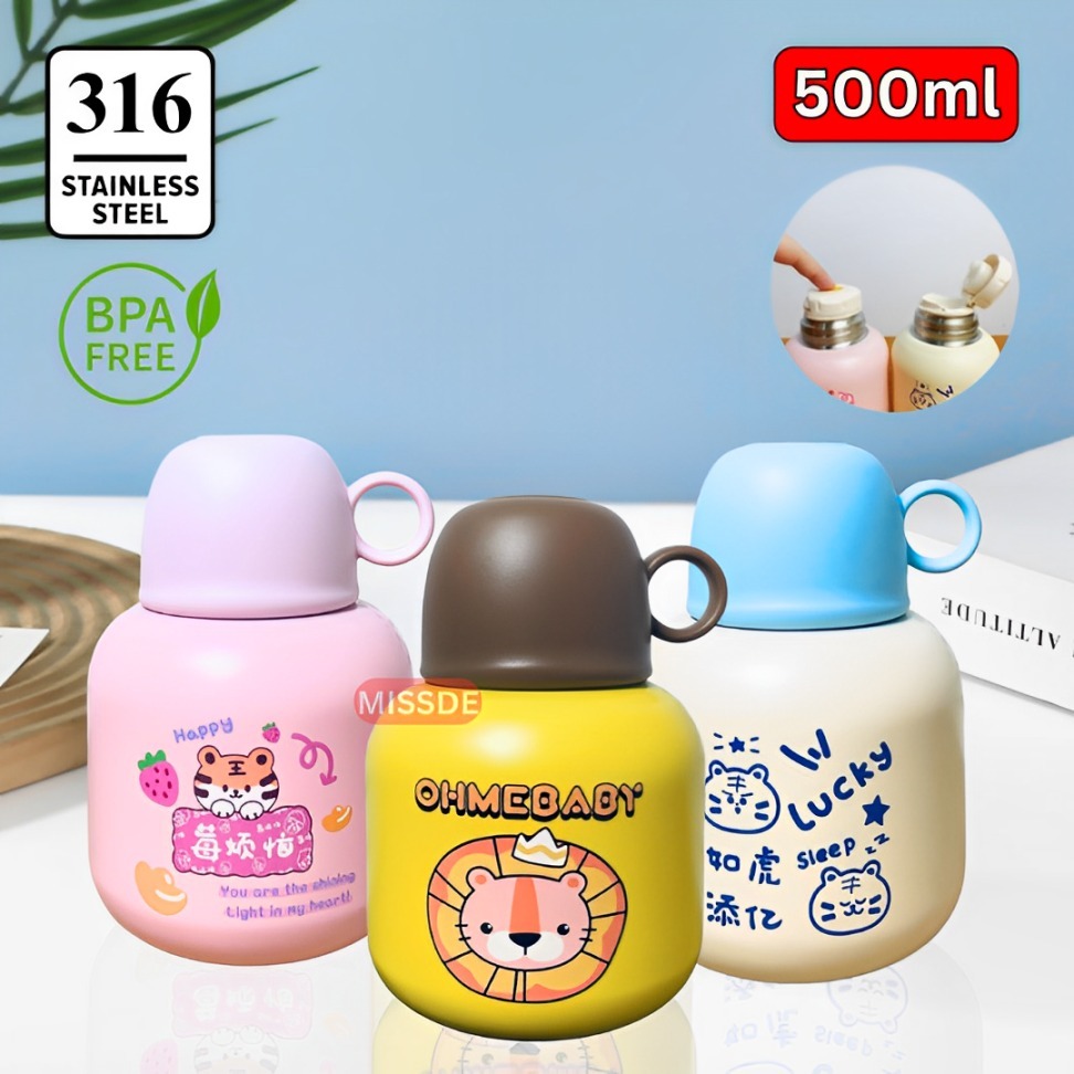 Jual Insulated Kids Water Bottle Stainless Steel 500ml With Cup / Botol ...