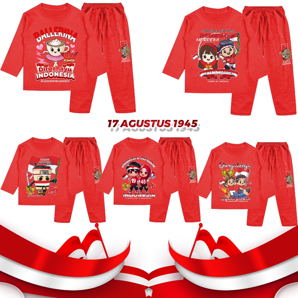 Jual Setelan Anak 17 Agustus 2025 Merdeka HUT KE 80 Tahun Umur 1-10 Tahun | Shopee Indonesia