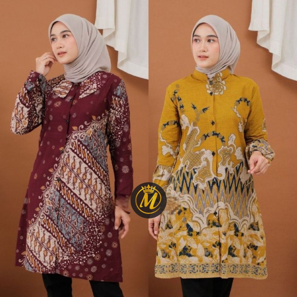 Jual Atasan Batik Wanita Tunik Batik Modern Dress Batik Atasan Batik ...