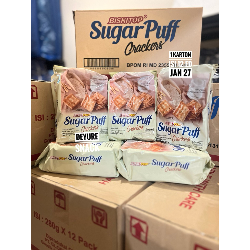Jual Sugar Puff Biskitop 280 gr Dus isi 12 Snack Hajatan karton ...