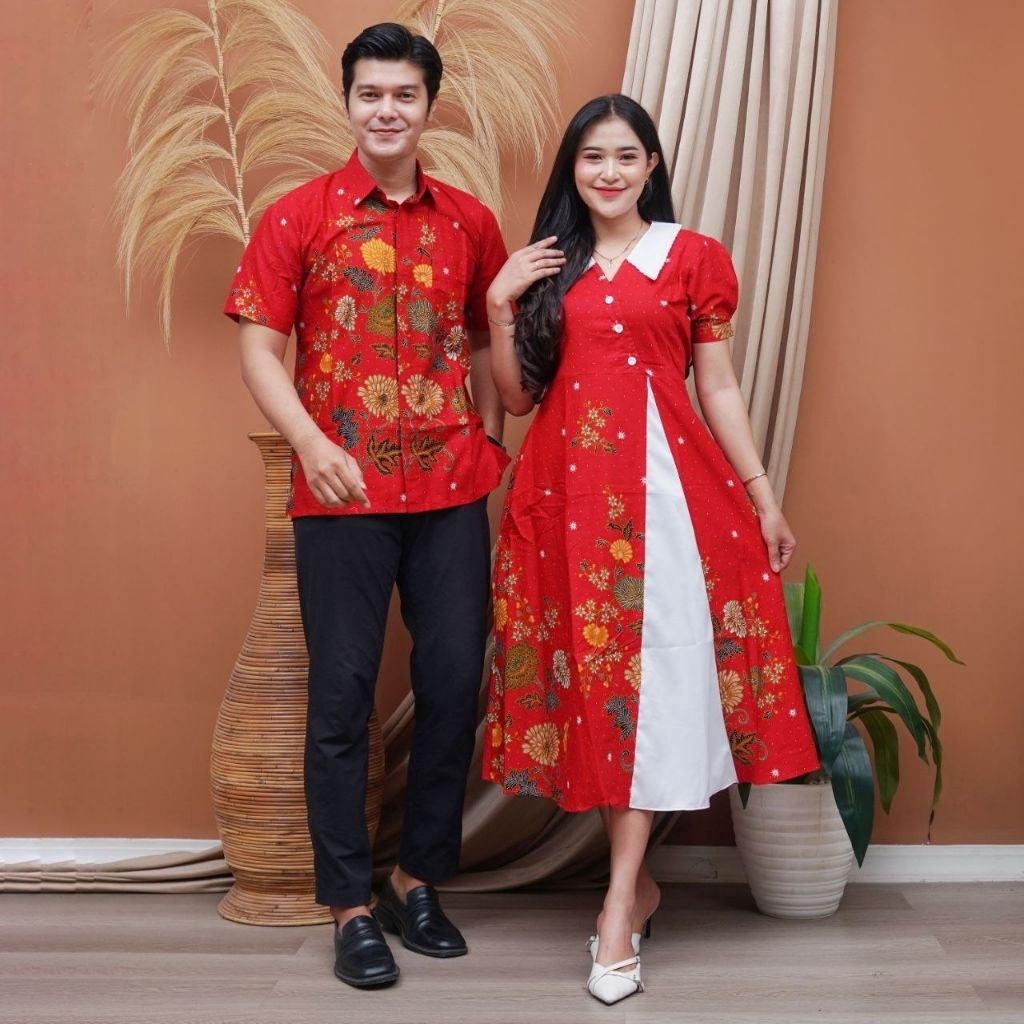 Jual COUPEL DRESS BATIK PREMIUM FAHSION BATIK AL 16 merah putih ...