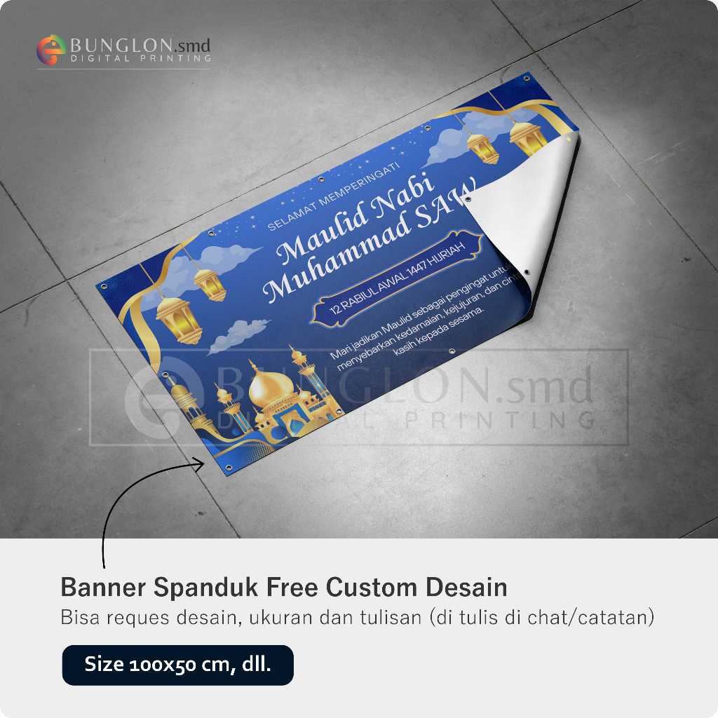 Jual Banner Spanduk Maulid Nabi Muhammad SAW Free Custom Desain ...