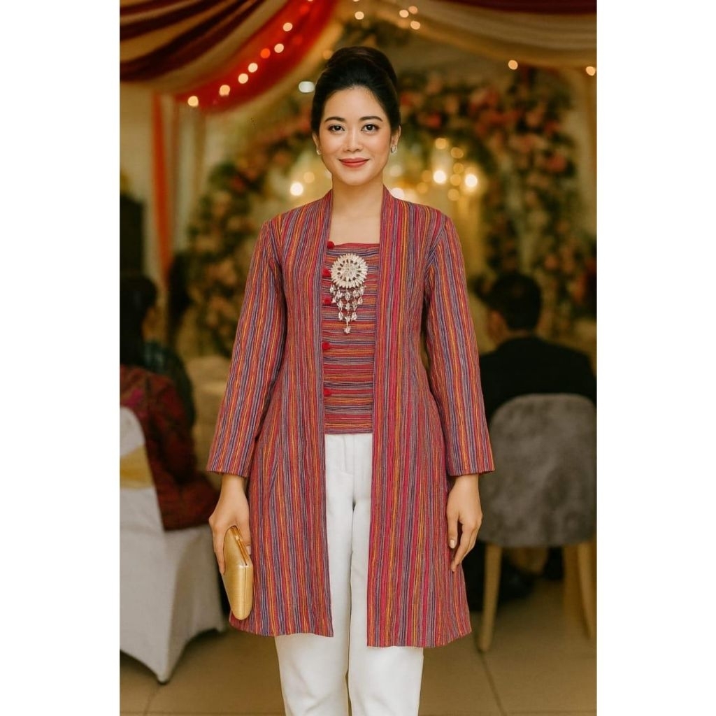 Jual Kebaya Tenun Kebaya Lurik Atasan Wanita Blouse Kebaya Tunik Kebaya Kutubaru Tenun Lurik ...