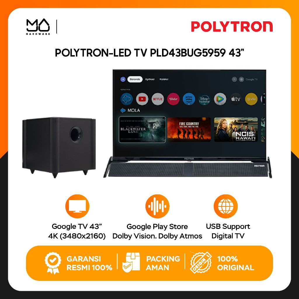 Jual POLYTRON 4K UHD Smart Google TV 43 Inch PLD 43UG5959 - Garansi ...