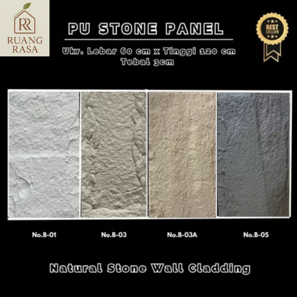 Jual PU Stone Panel Batu Alam 3D Dinding Estetik 60x120cm Desain ...