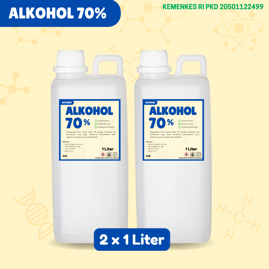 Jual Alkohol 70% 2x1 Liter Ethanol 1000ML P3K untuk Antiseptik ...