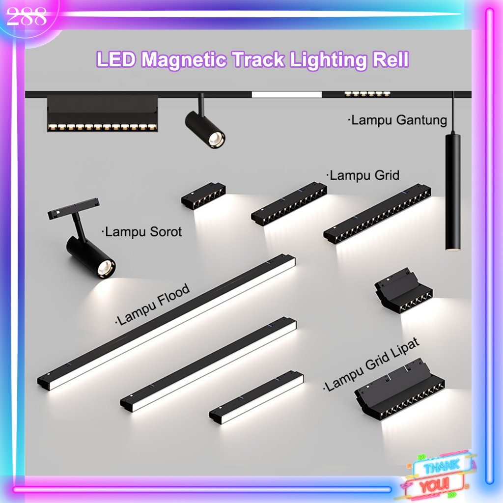 Jual LED Magnetic Track Lighting System 2m 3m - Adjustable Linear ...
