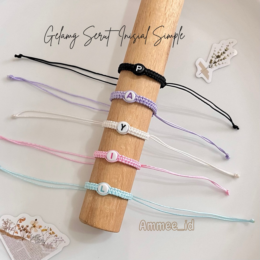 Jual Gelang serut inisial couple / Gelang serut inisial huruf / Gelang ...