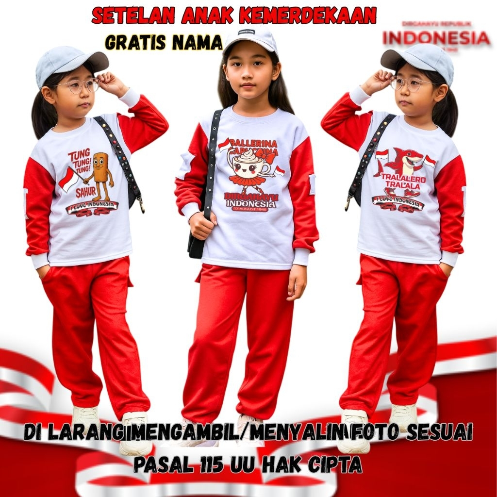 Jual Setelan Merah Putih Anak Perempuan 5 6 Thn Cowok 12 Tahun Kaos Anomali 17 Agustus Umur ...