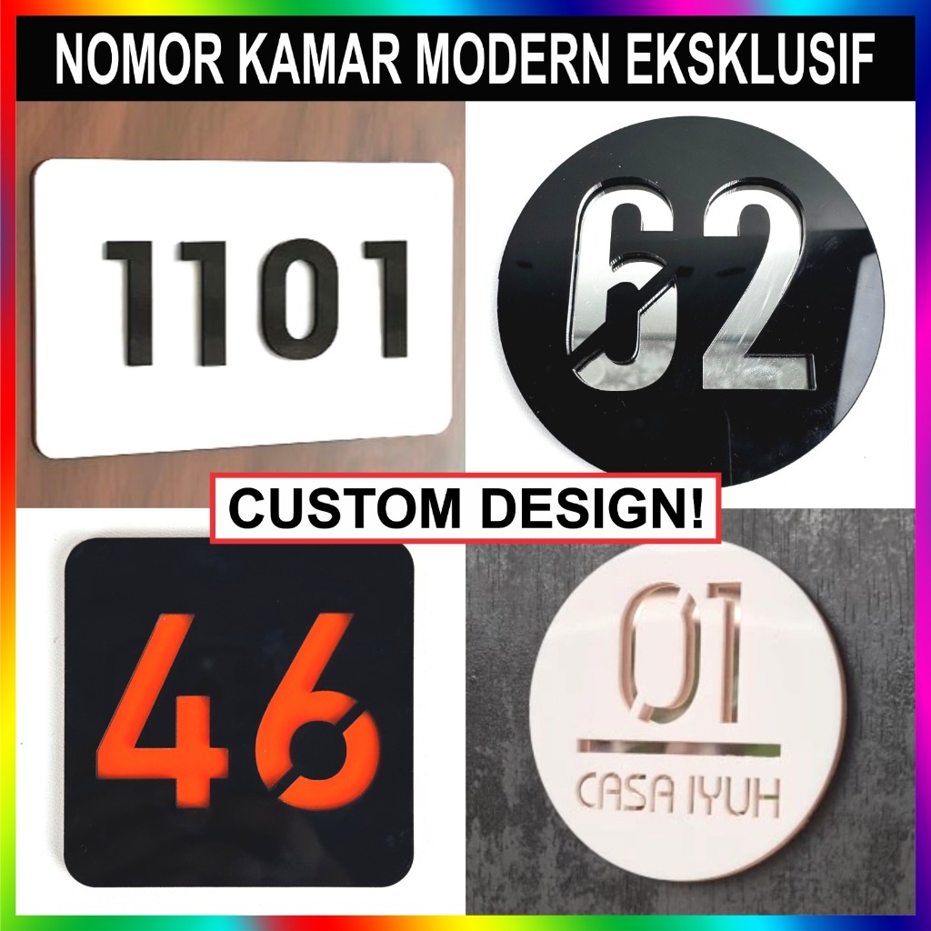 Jual Nomor Pintu Kamar Rumah Kost Hotel Nomor Meja Loker Akrilik Modern ...