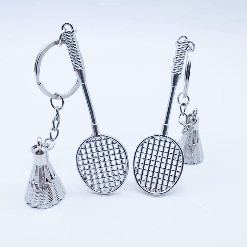 Jual GANTUNGAN KUNCI LOGAM RAKET BADMINTON DAN SHUTTLECOCK/KEYCHAIN ...