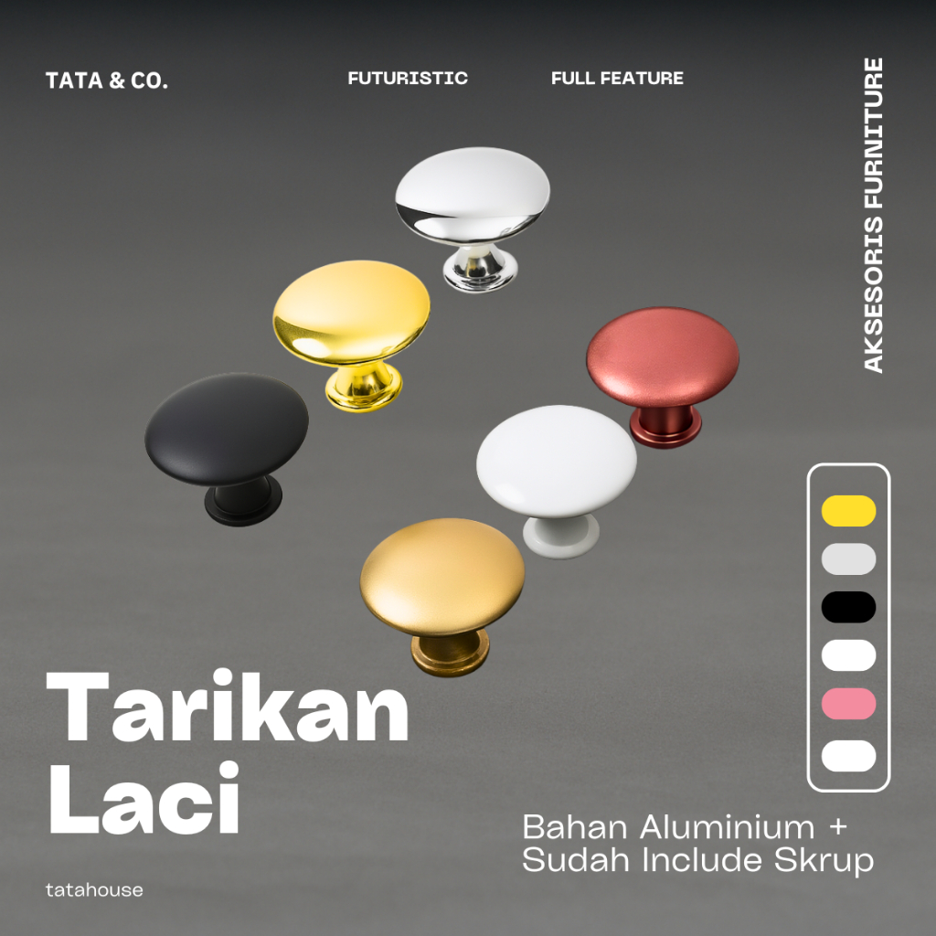 Jual Handel Tarikan Laci Knob Handle Laci Lemari Bulat | Shopee Indonesia