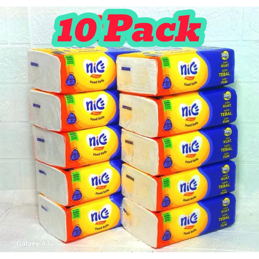 Jual (10 pcs) tissue nice 180 sheet 360 helai 2ply | Shopee Indonesia