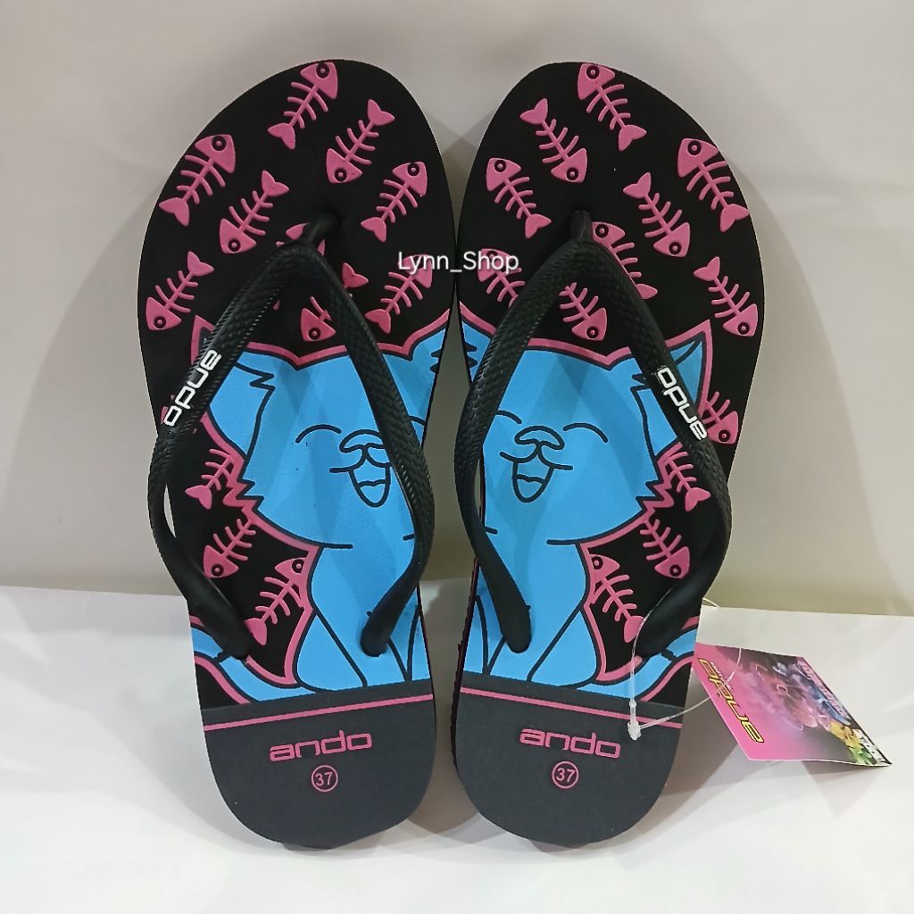 Jual Sandal Jepit Wanita ANDO CATTER Hitam dan ANDO RACOON 36-40 100% ...