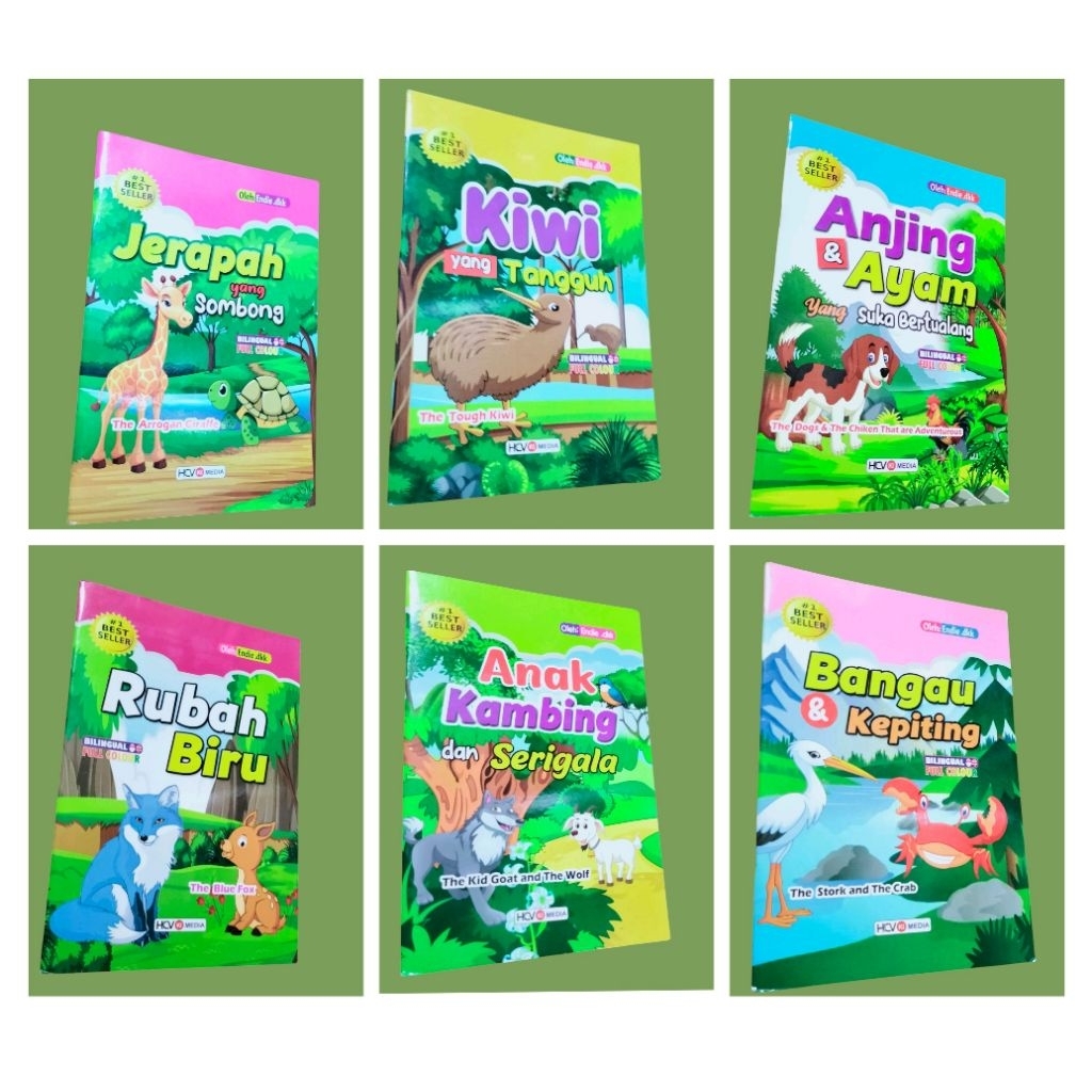 Jual PAKET ISI 6 BUKU CERITA ANAK DAN DONGENG JERAPAH SOMBONG KIWI ...