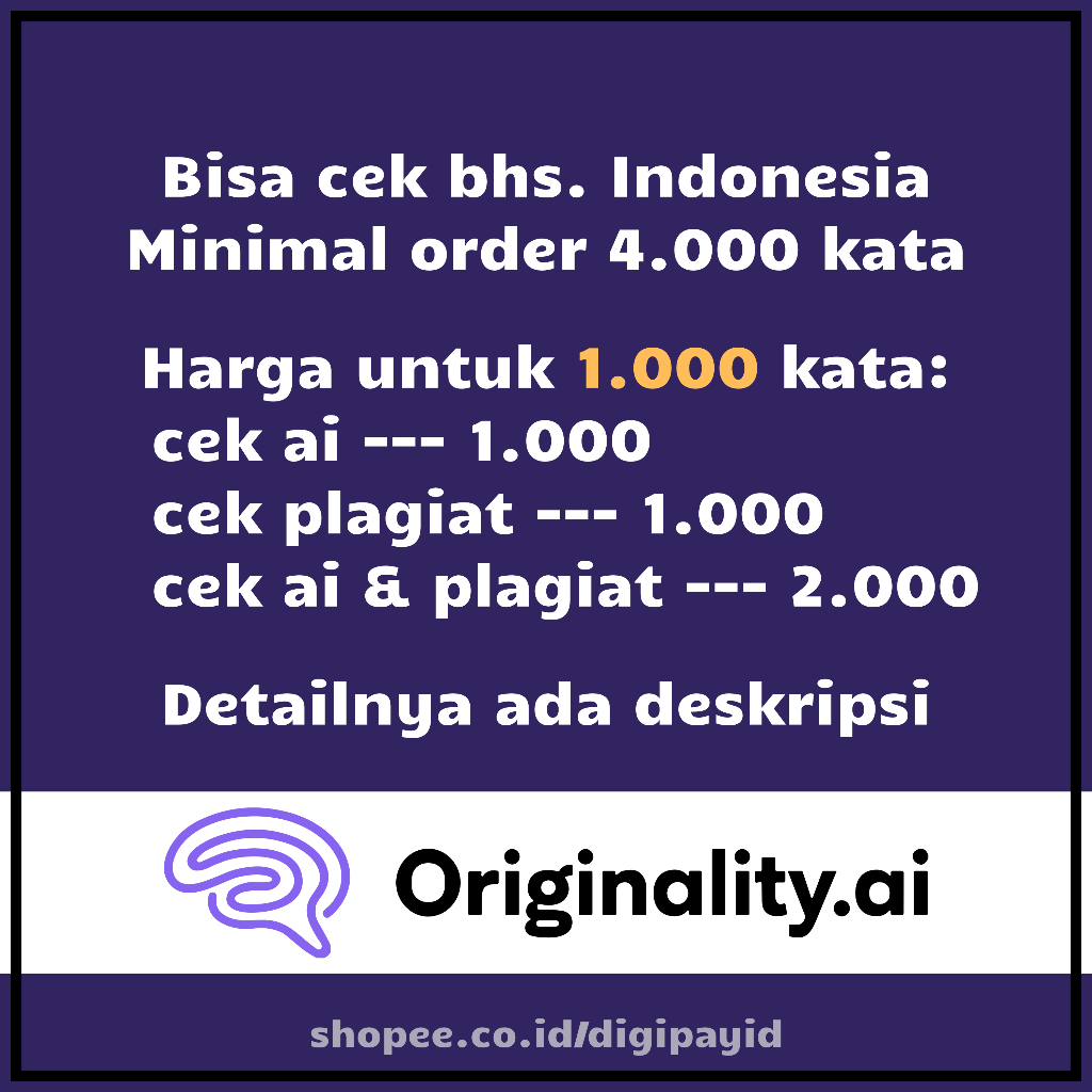 Jual Jasa Cek Ai dan Plagiat dengan Originality Ai | Shopee Indonesia