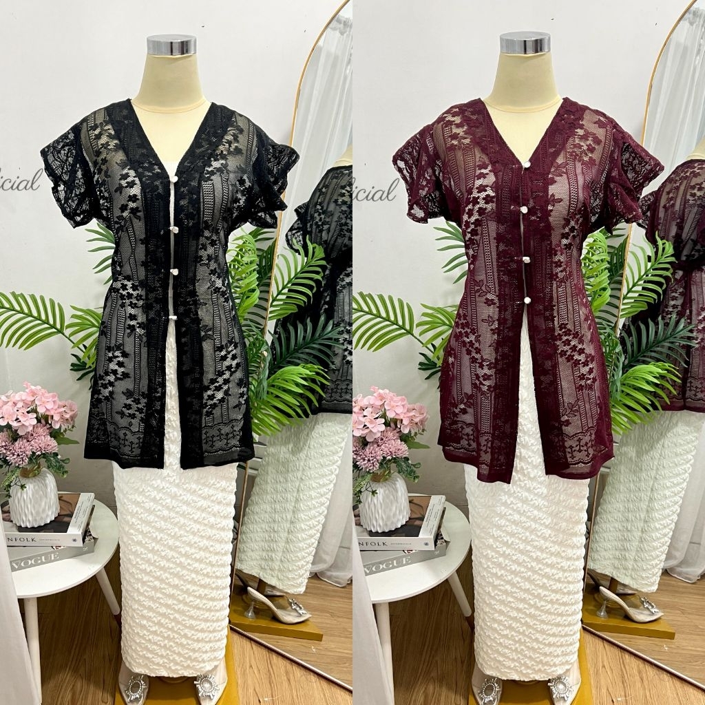 Jual sara set outer rok lilit by alna official / outer brokat / outfit ...